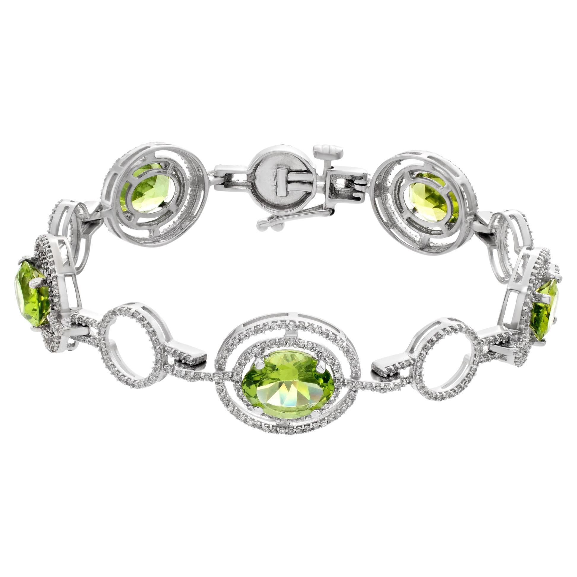 Peridot and Amethyst Channel Set Line Bracelet in 14K Gold For Sale at ...