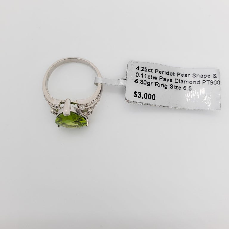 Peridot and White Diamond Cocktail Ring in Platinum For Sale at 1stDibs