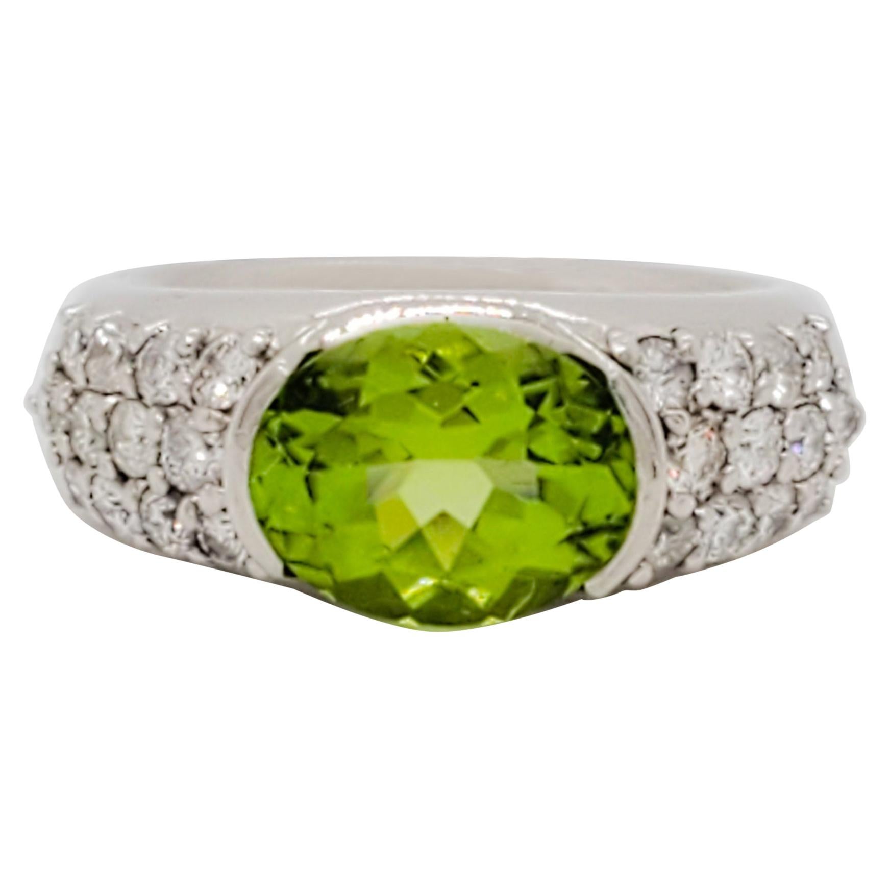 Peridot and Diamond Large Cocktail Ring at 1stDibs | peridot cocktail rings