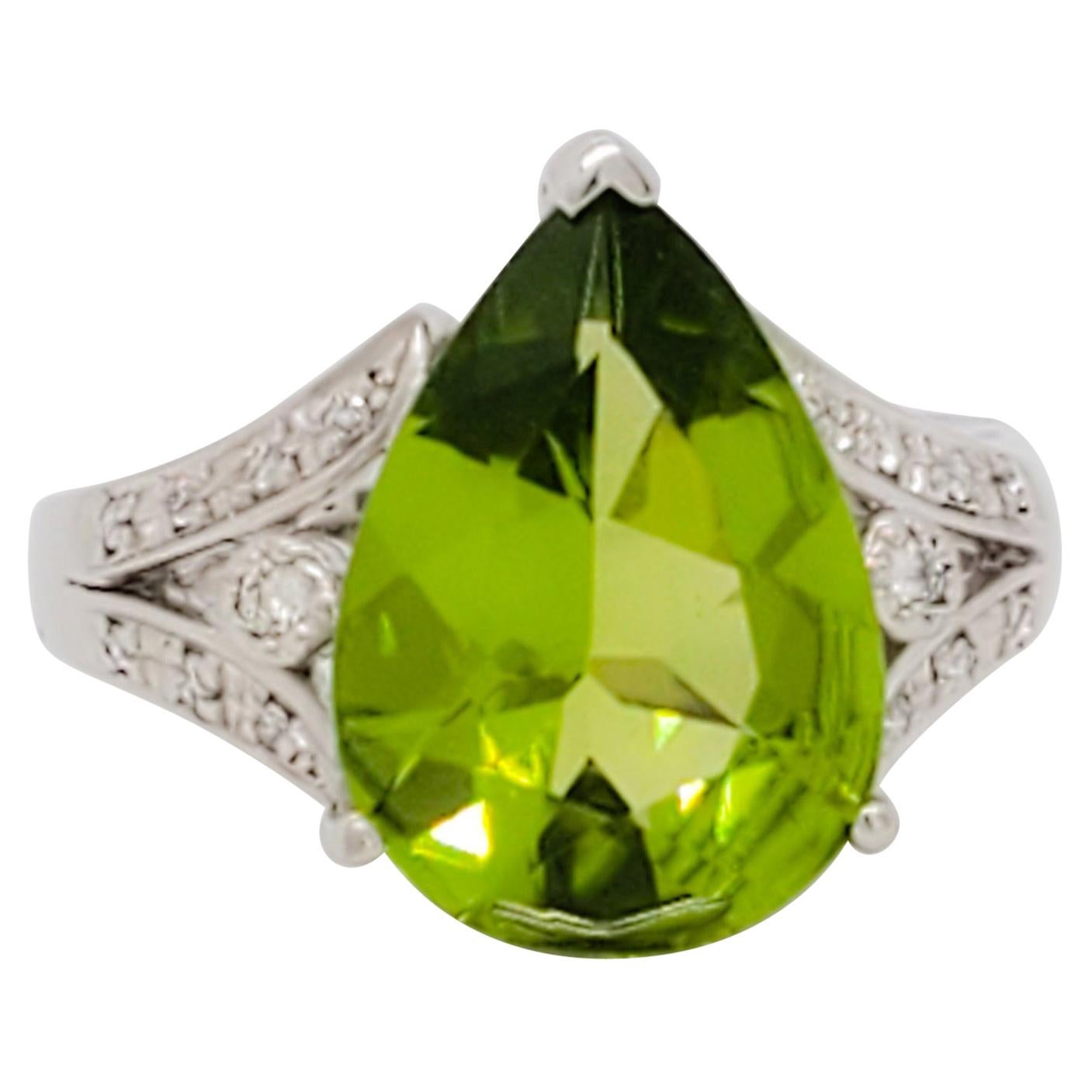 Burmese Peridot Diamond Platinum Ring at 1stDibs | burma peridot