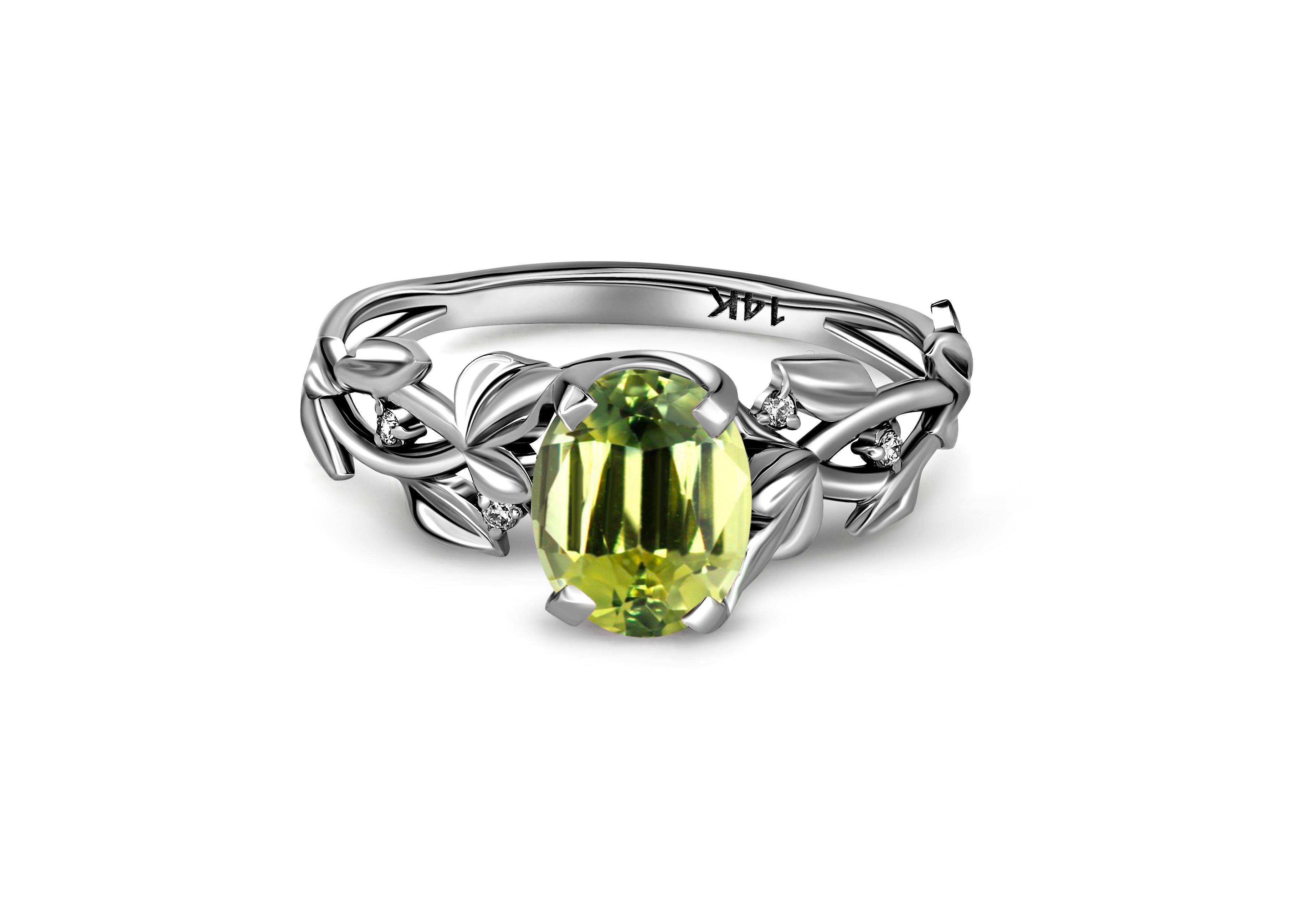 Peridot Cocktail 14k Gold Ring For Sale at 1stDibs