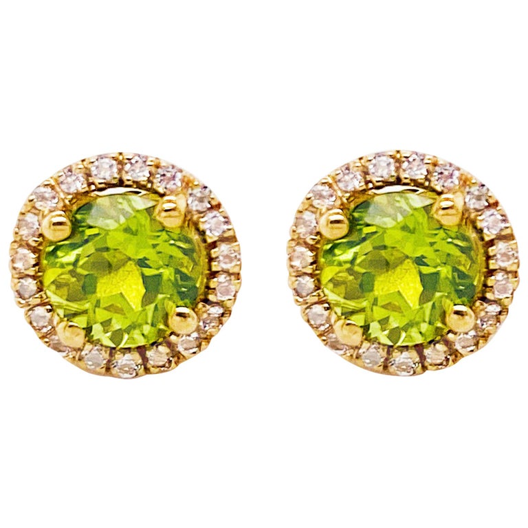 Peridot and Topaz Earrings with White Topaz Halo Studs - 3 Carat Total ...