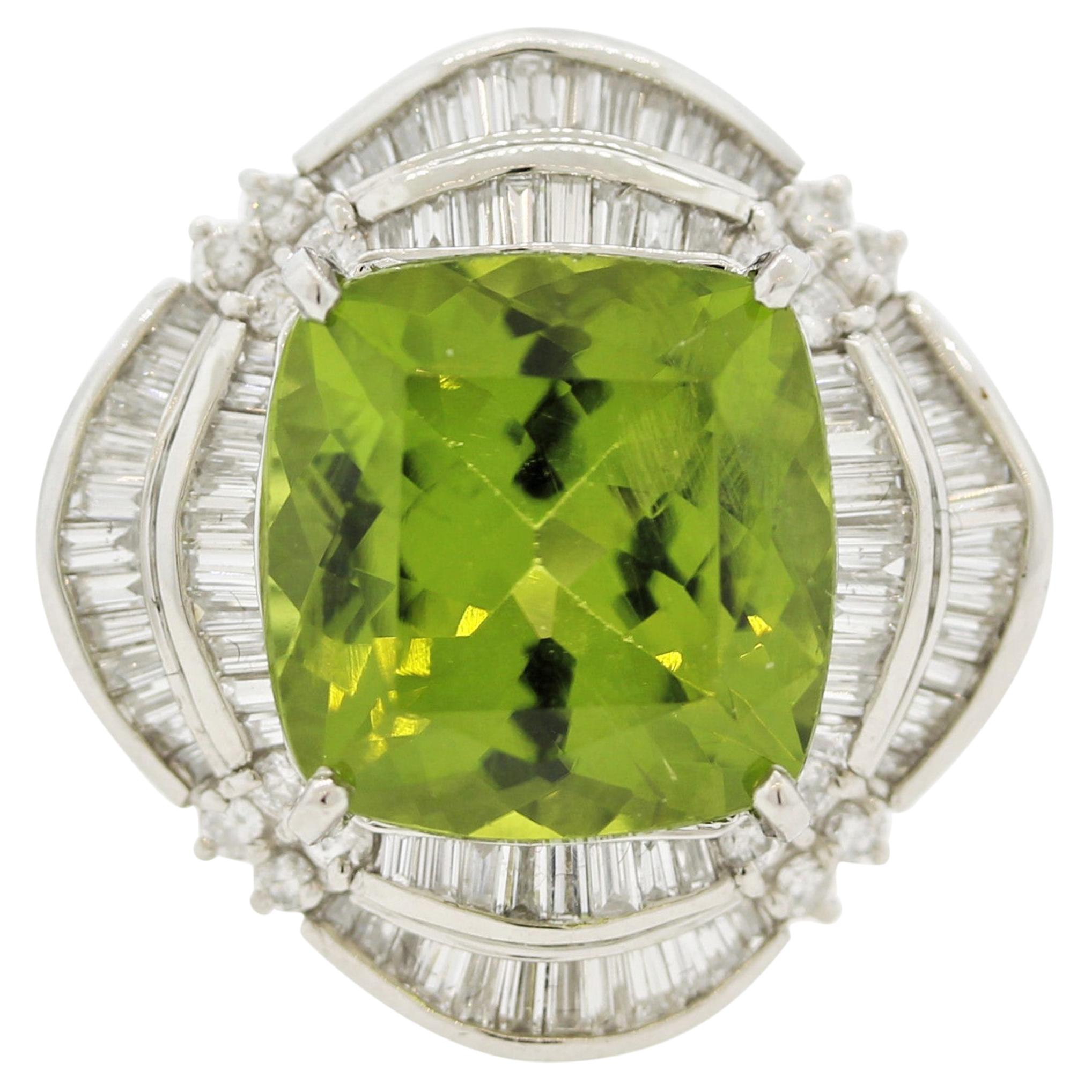Peridot and Pink Diamond Cocktail Ring at 1stDibs