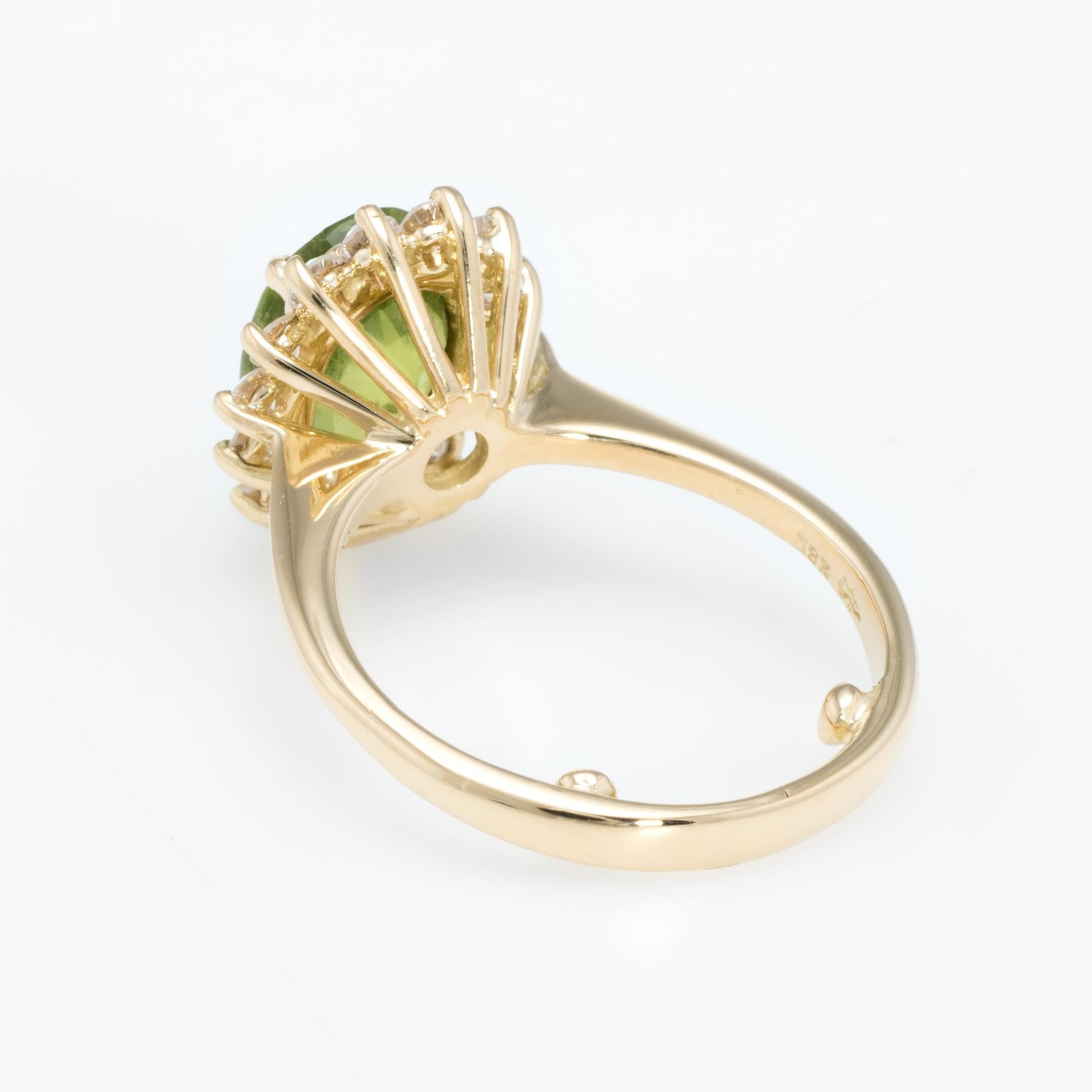 Peridot Diamond Princess Cocktail Ring Vintage 18 Karat Gold Estate ...