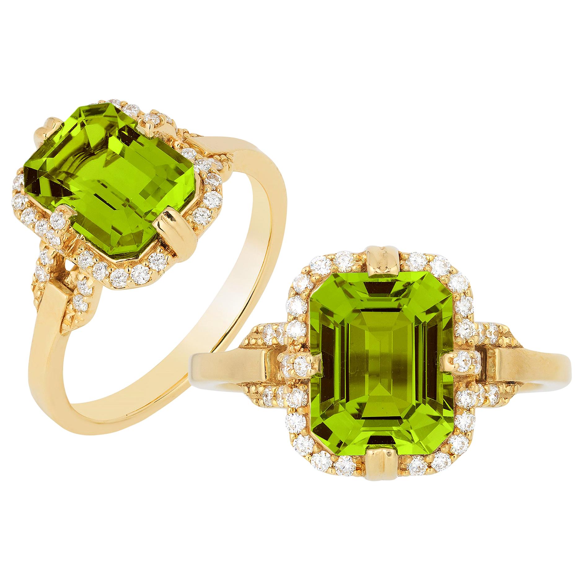 Peridot and Diamond Ring For Sale at 1stDibs