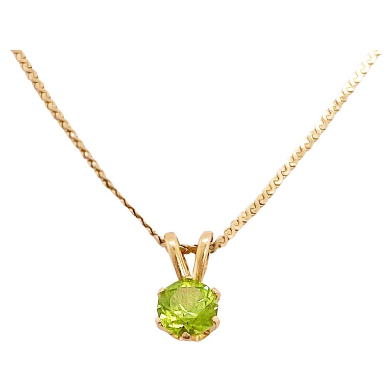 Peridot Pendant Neckalce 1/2 Carat Peridot Gemstone Necklace 14k Yellow ...