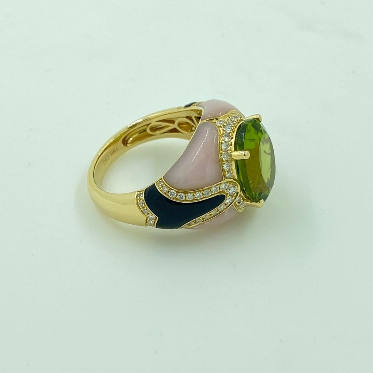 Peridot and Onxy Diamond Dome Ring For Sale at 1stDibs | opal and ...