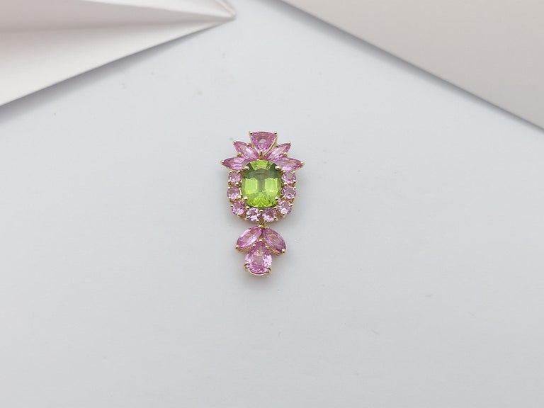 Peridot with Pink Sapphire Pendant Set in 18 Karat Gold Settings For ...