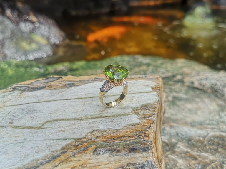 Peridot with Ruby and Diamond Ring Set in 18 Karat Gold Settings at 1stDibs