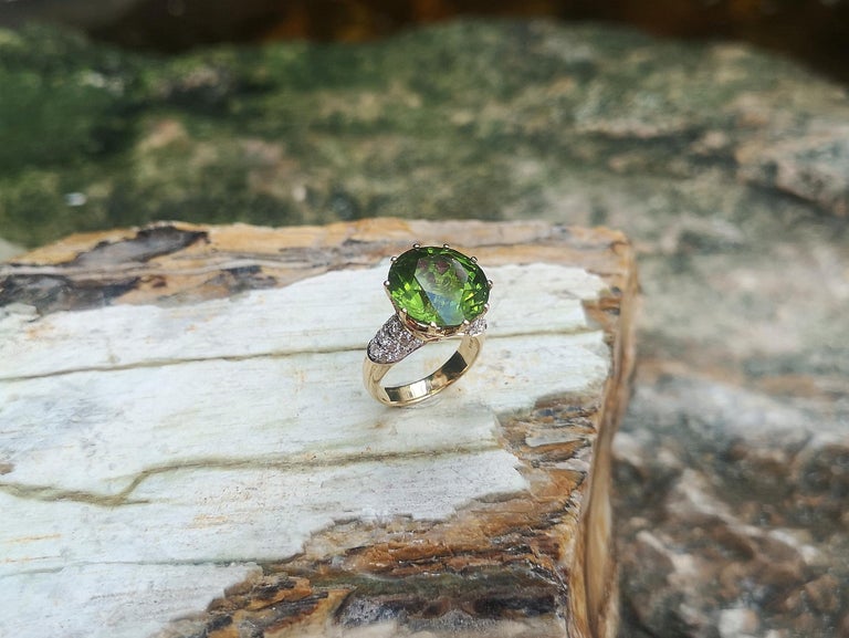 Peridot with Ruby and Diamond Ring Set in 18 Karat Gold Settings at 1stDibs