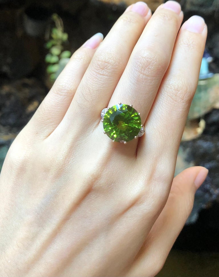 Peridot with Ruby and Diamond Ring Set in 18 Karat Gold Settings at 1stDibs