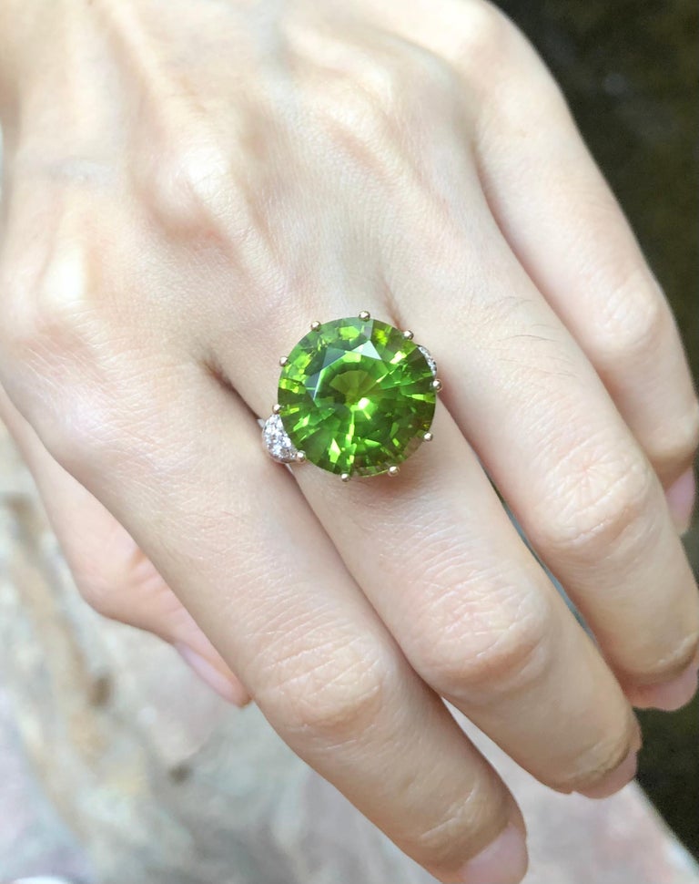 Peridot with Ruby and Diamond Ring Set in 18 Karat Gold Settings at 1stDibs