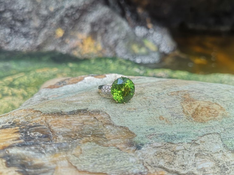 Peridot with Ruby and Diamond Ring Set in 18 Karat Gold Settings at 1stDibs