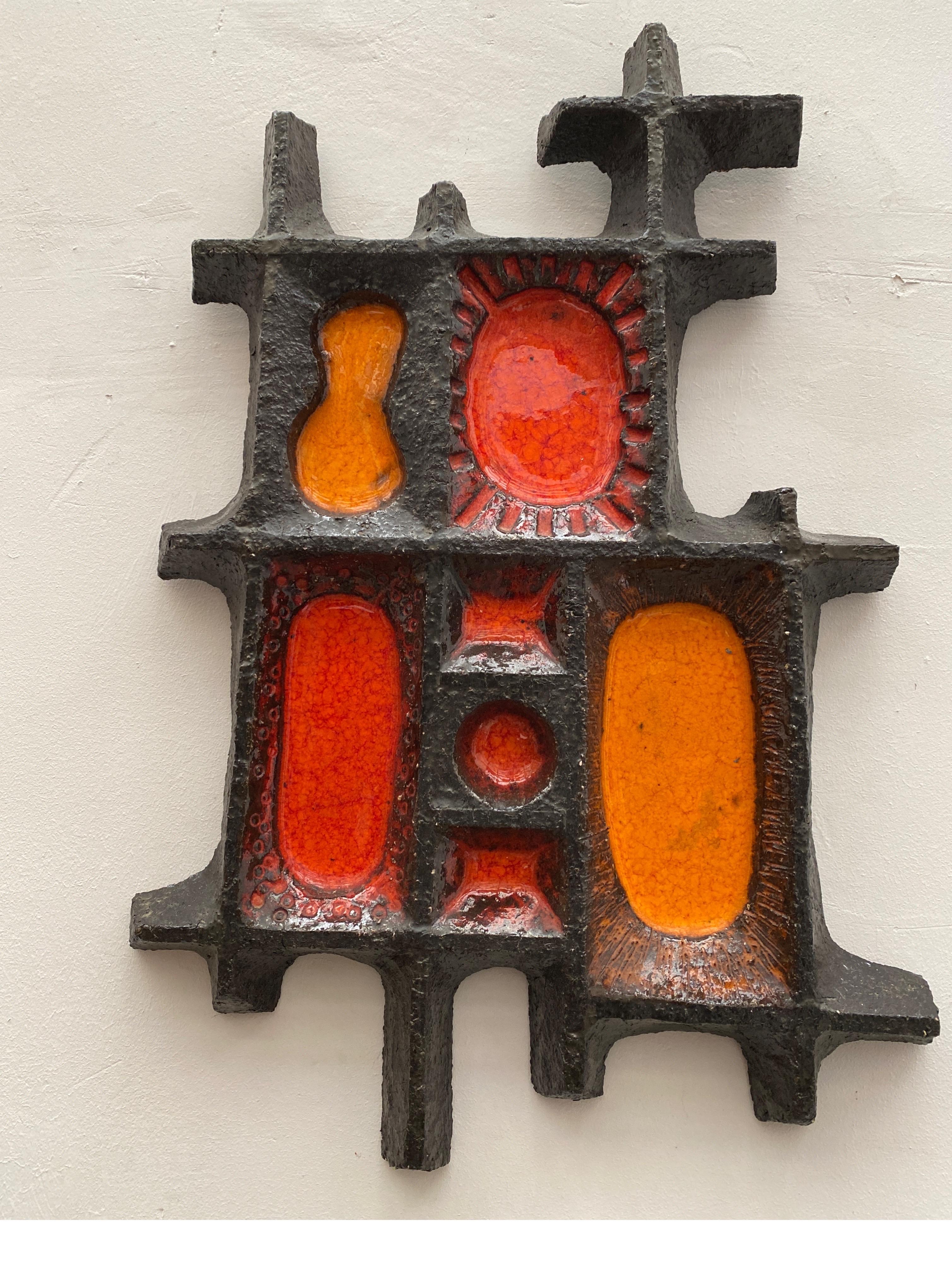 Perignem Abstract Wall Plaque Ceramic Artwork, 1960s Belgium at 1stDibs