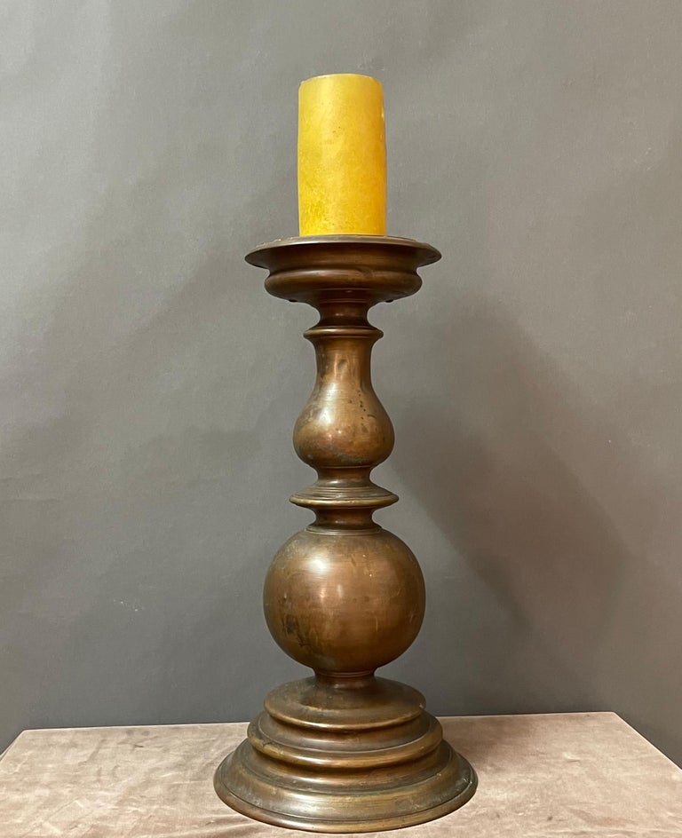 Period Italian Baroque Style Bronze Candlestick at 1stDibs
