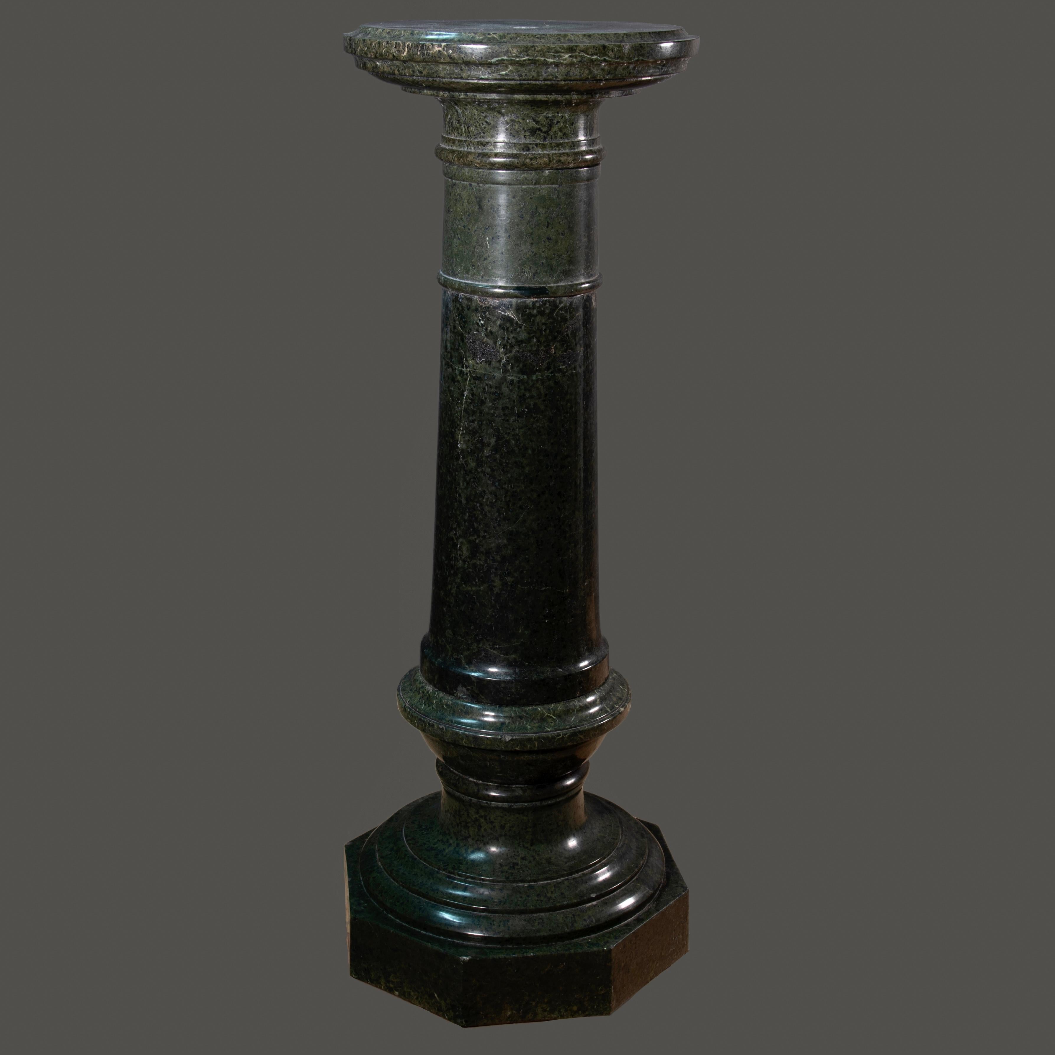 Period Italian Green Marble Column For Sale at 1stDibs