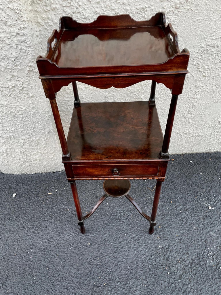 Period Regency 3-Tier Antique Wood Stand Side Table For Sale at 1stDibs