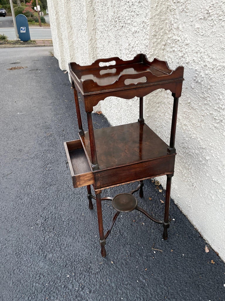 Period Regency 3-Tier Antique Wood Stand Side Table For Sale at 1stDibs