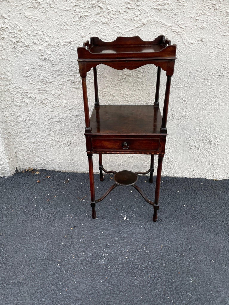 Period Regency 3-Tier Antique Wood Stand Side Table For Sale at 1stDibs
