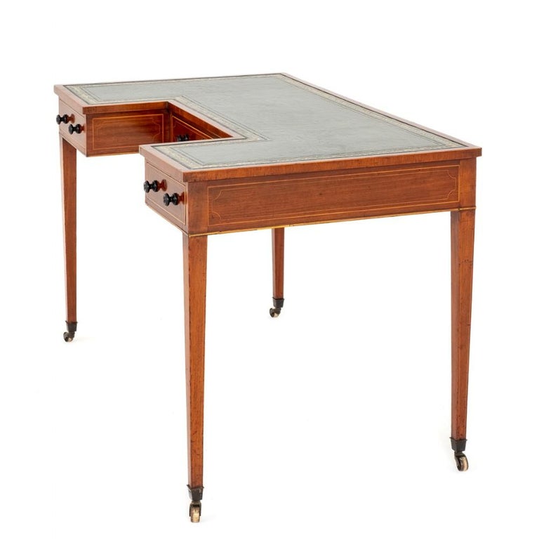 Period Regency Desk Writing Table Mahogany Inlay For Sale at 1stDibs