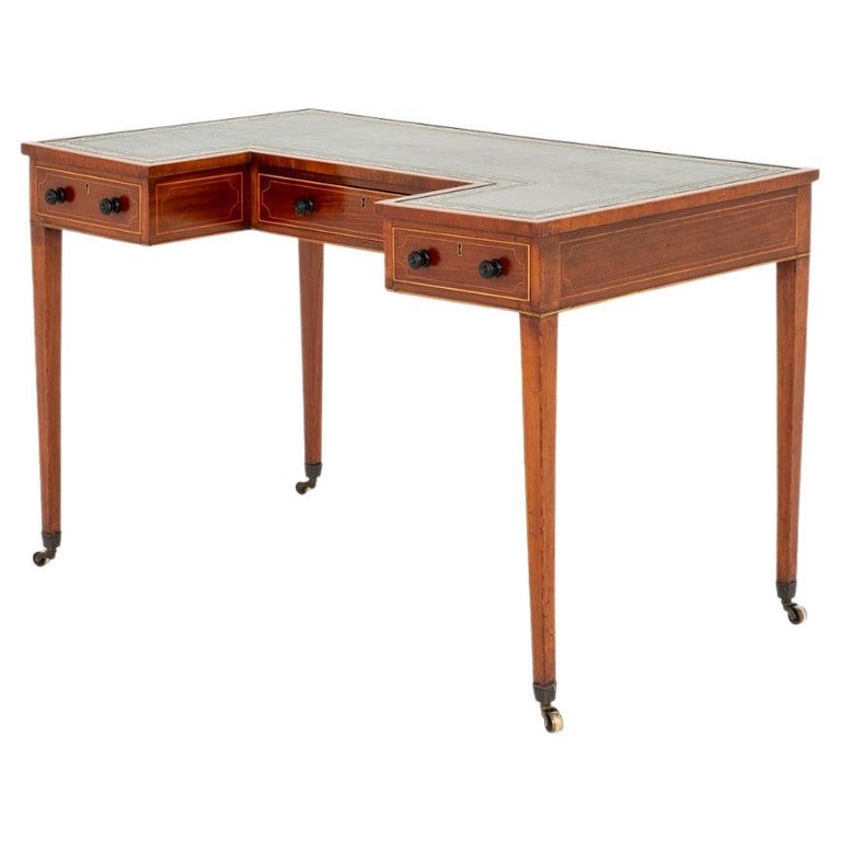 Period Regency Desk Writing Table Mahogany Inlay For Sale at 1stDibs