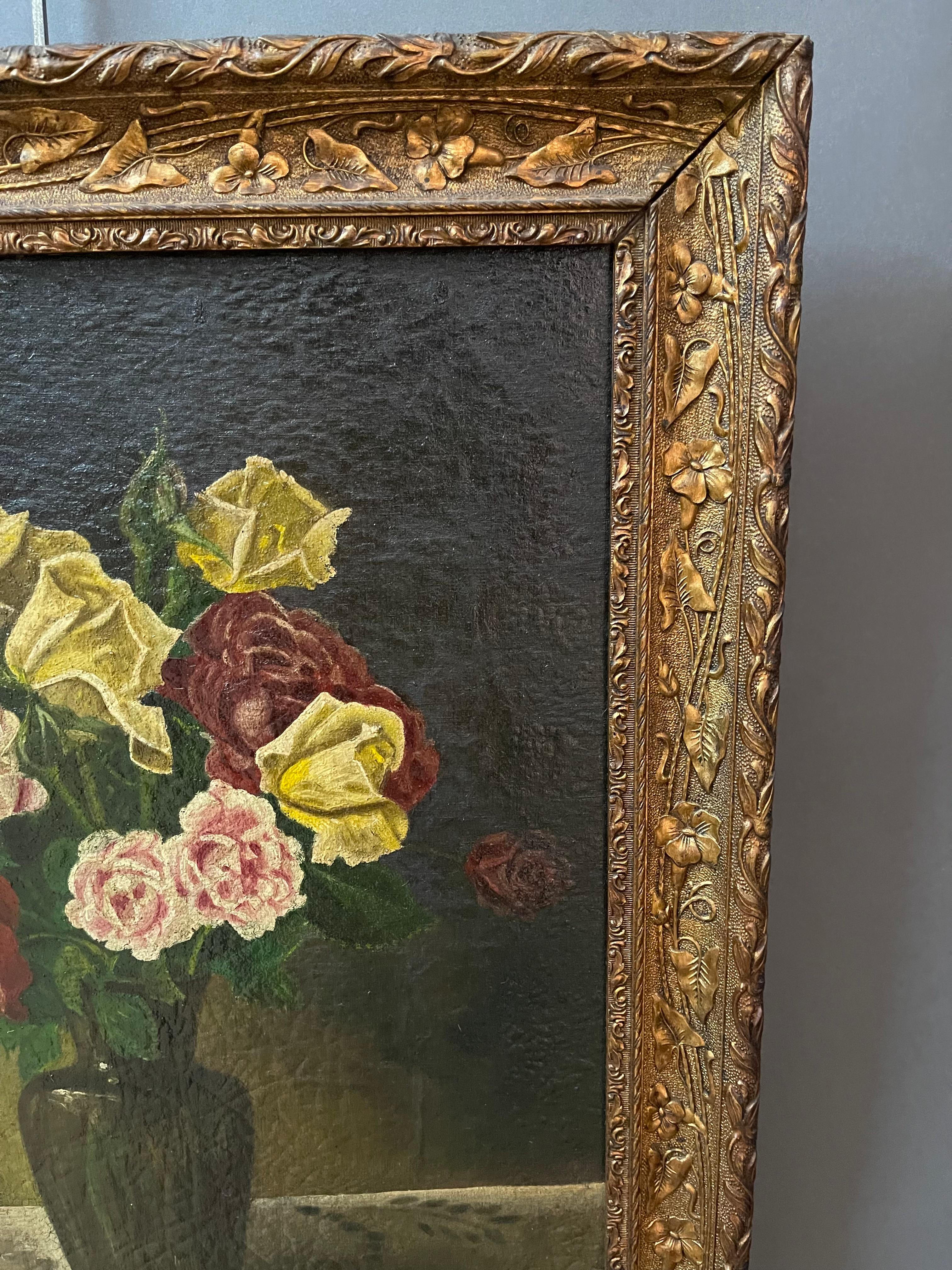 Period Signed and Dated Picture Vase of Flowers For Sale at 1stDibs ...