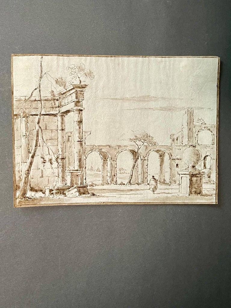 Period Venetian School Ink Drawing Capriccio For Sale at 1stDibs
