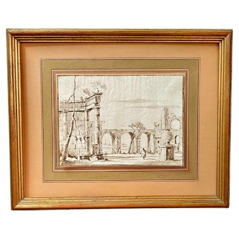 Period Venetian School Ink Drawing Capriccio For Sale at 1stDibs