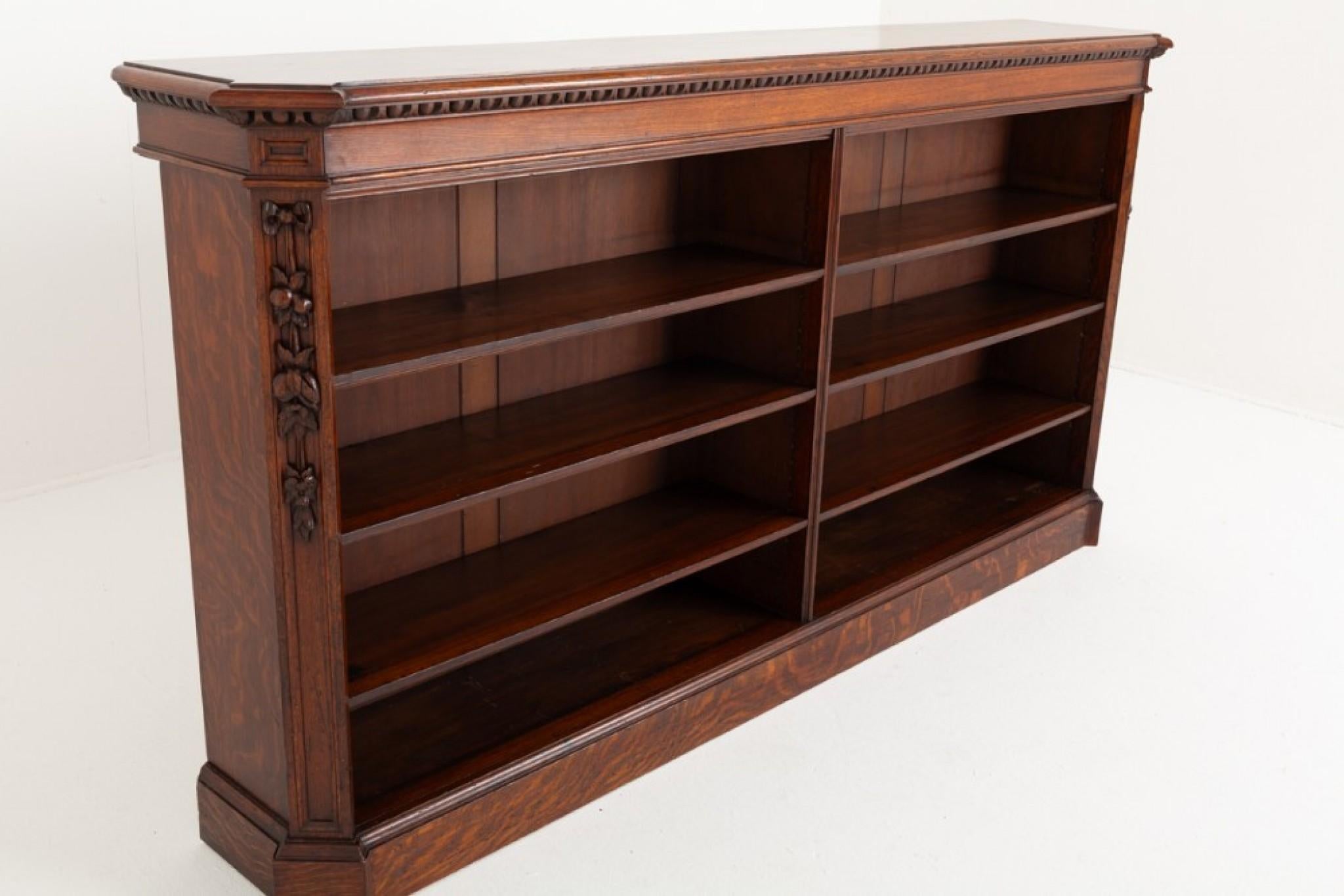 Period Victorian Bookcase Oak Open Front 1860 For Sale at 1stDibs