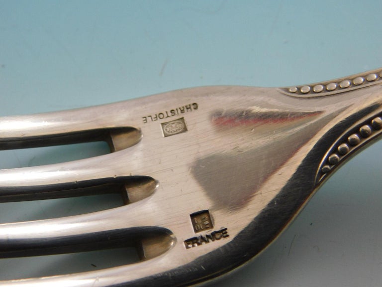 Perles by Christofle France Silver Plate Flatware Set 12 Dinner Service ...