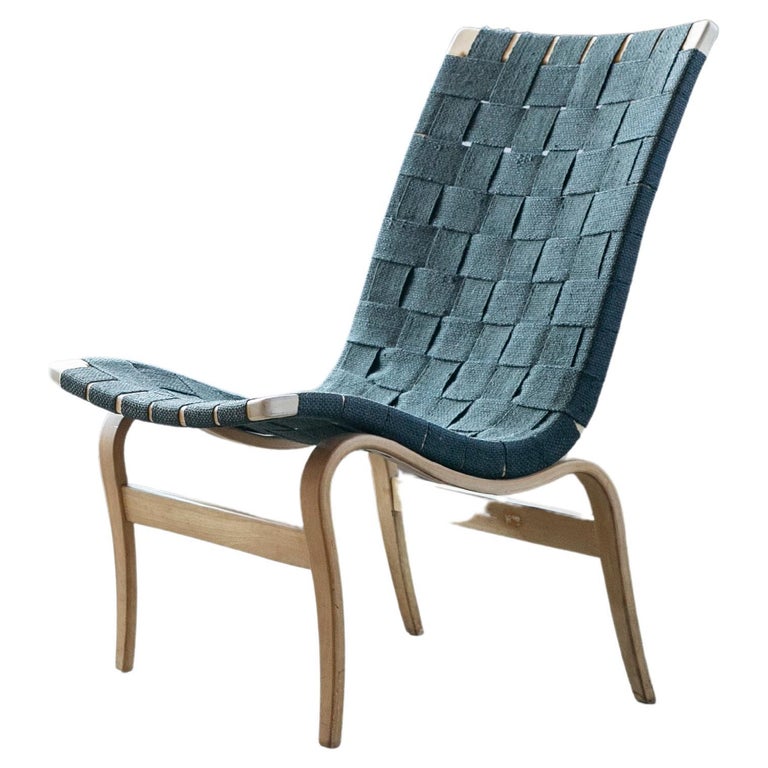 Pernilla Lounge Chair in Charcoal Colored Webbing by Bruno Mathsson ...