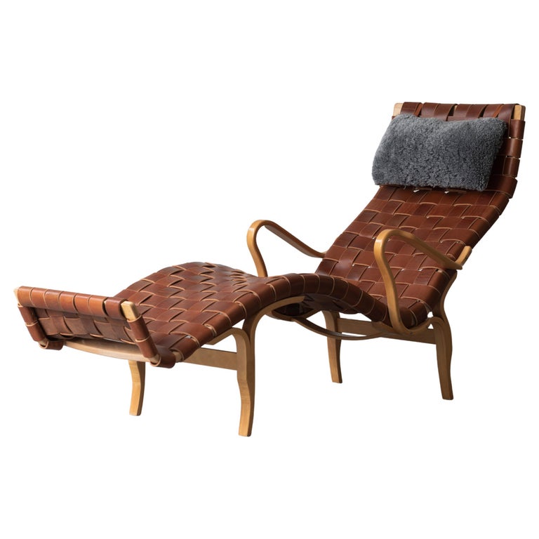 Pernilla Lounge Chair in Leather by Bruno Mathsson for DUX, Sweden ...