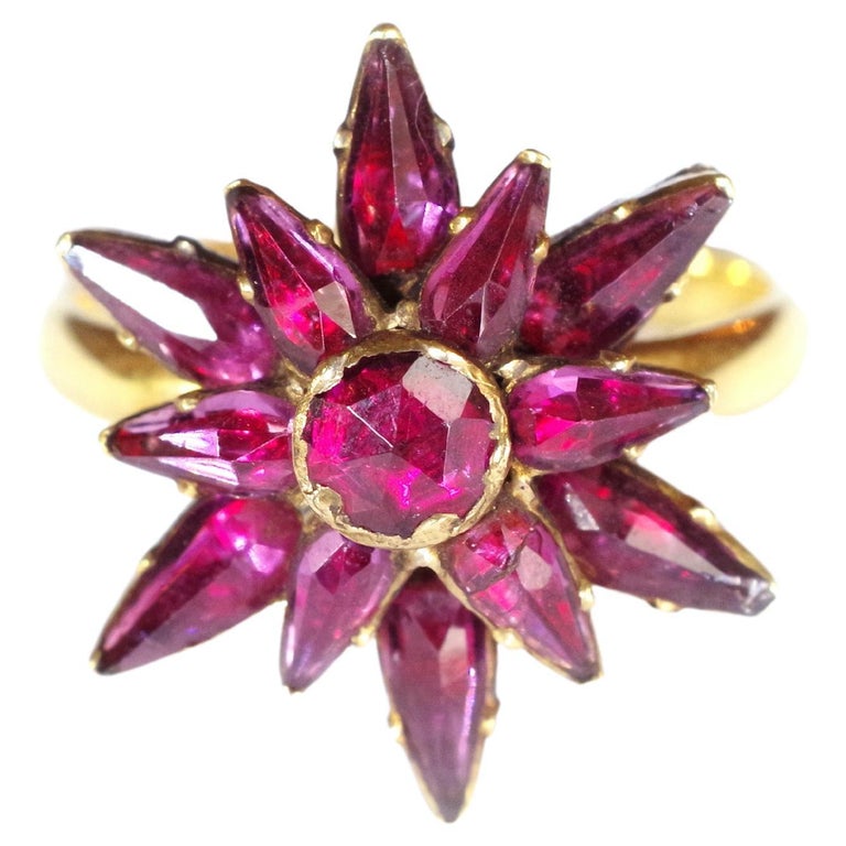 Perpignan Garnet Star Ring in 18k Gold, French Regional Foiled Garnet ...