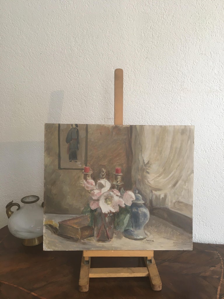 Perrier - Still Life with Candlestick and Candy Box For Sale at 1stDibs