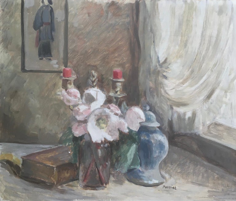 Perrier - Still Life with Candlestick and Candy Box For Sale at 1stDibs