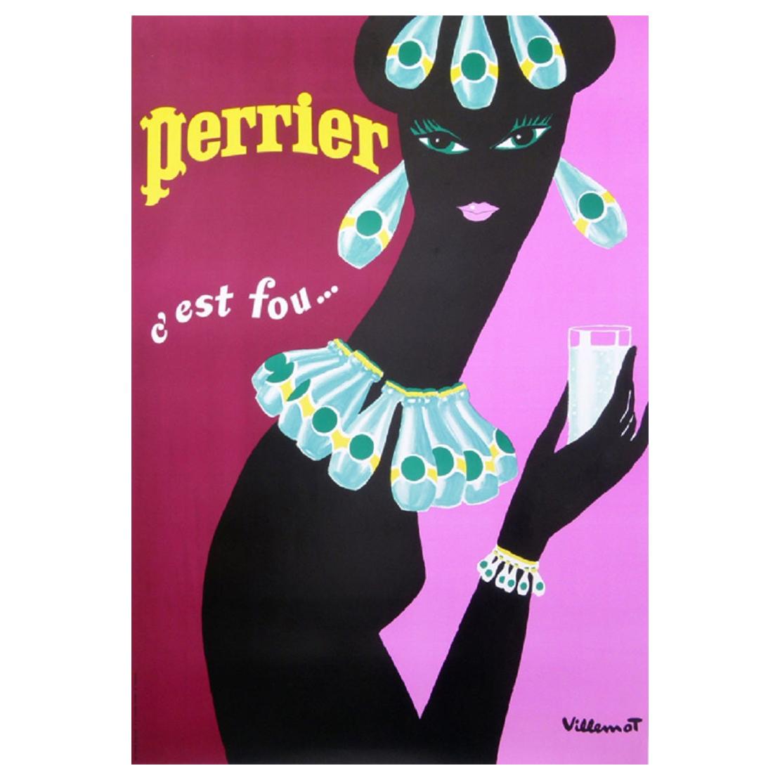 Perrier Pink Earrings Villemot Original Vintage Poster at 1stDibs