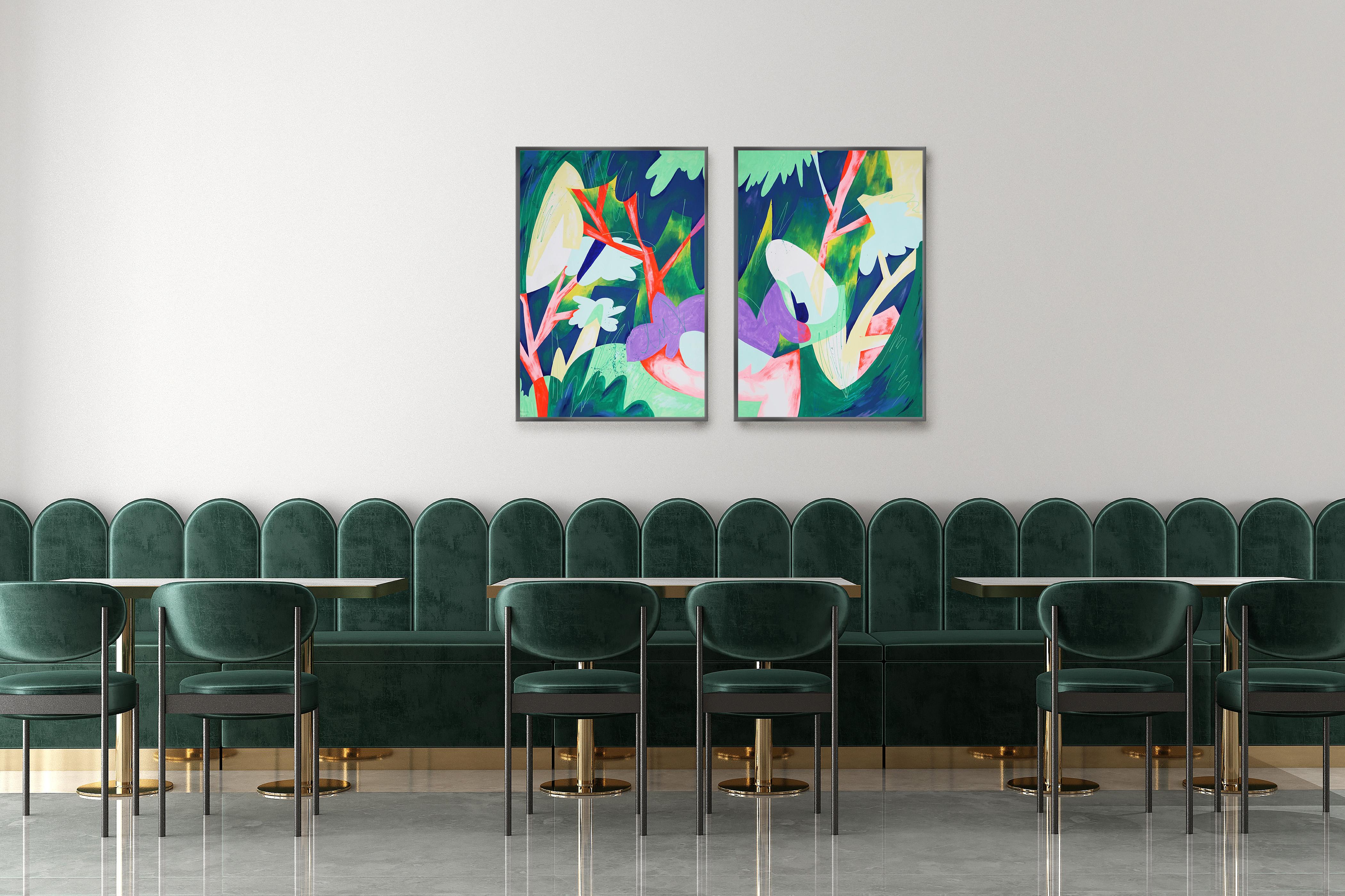 Perrine Honoré - Abstract Forest, Painting Diptych, Modern ...