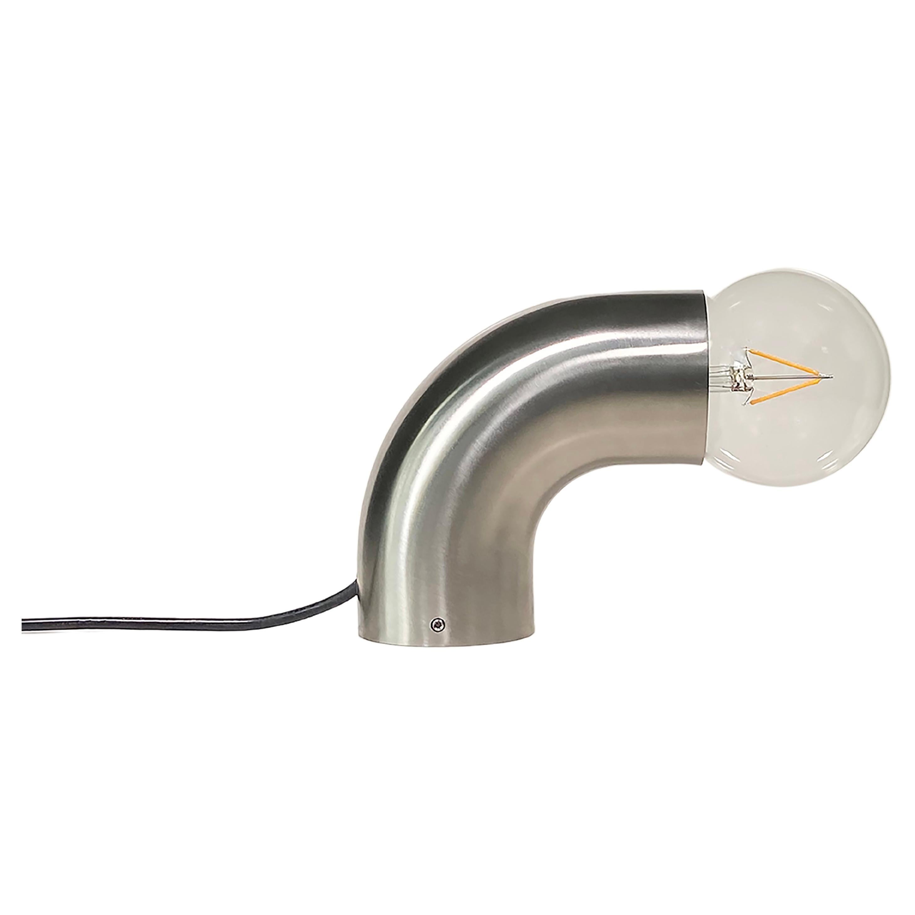 'Perry Tall' Polished Stainless Steel Table Lamp For Sale at 1stDibs