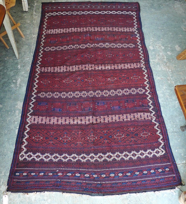 Persian 1940s Balochistan Soumak Flatweave Wool Rug For Sale at 1stDibs