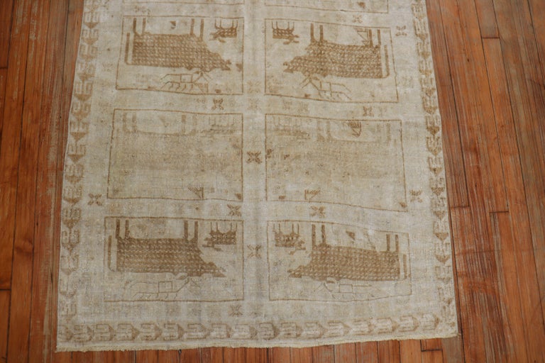 Persian Animal Motif Goat Deer Scatter Neutral Color Rug For Sale at ...