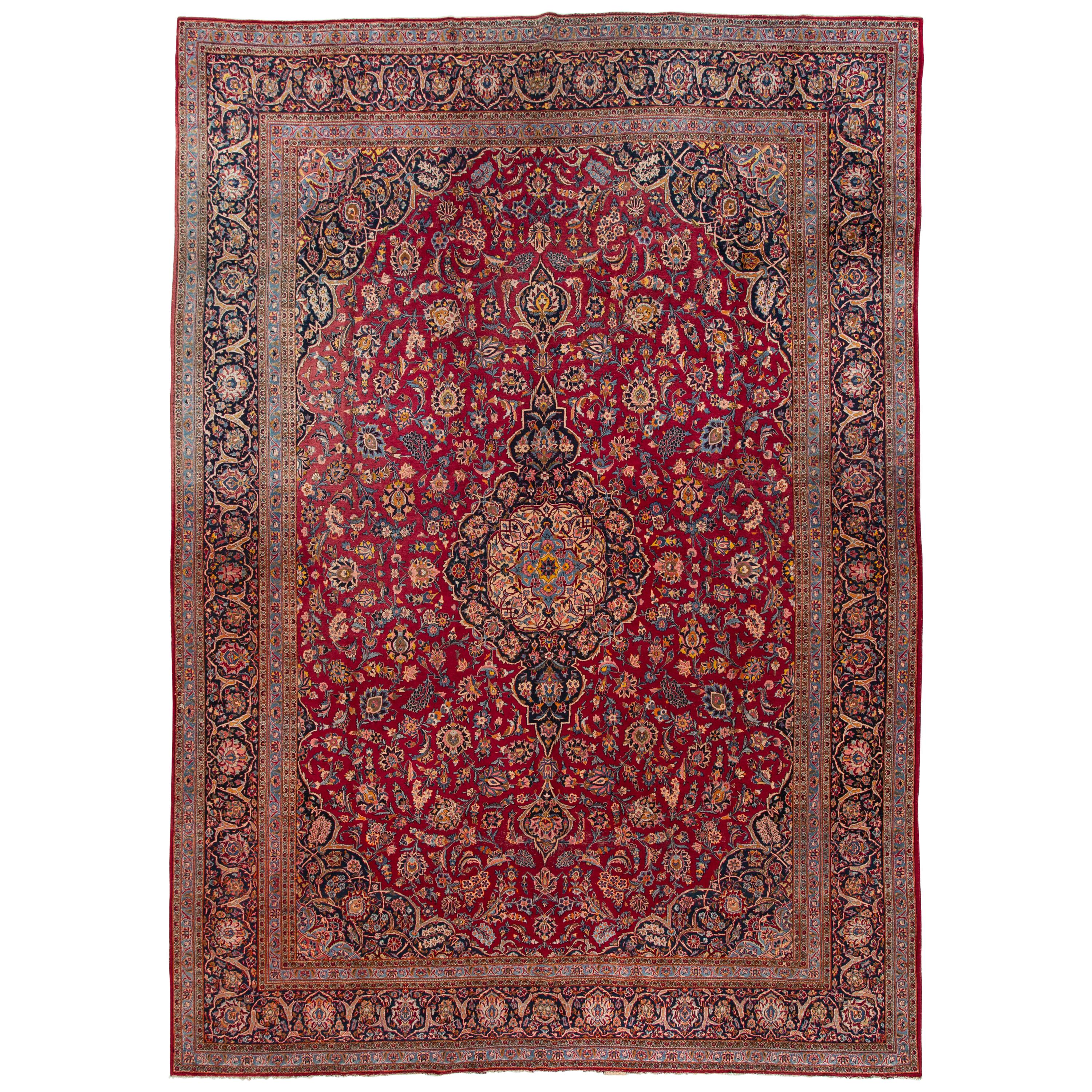 Antique Persian Kashan Rug For Sale at 1stDibs