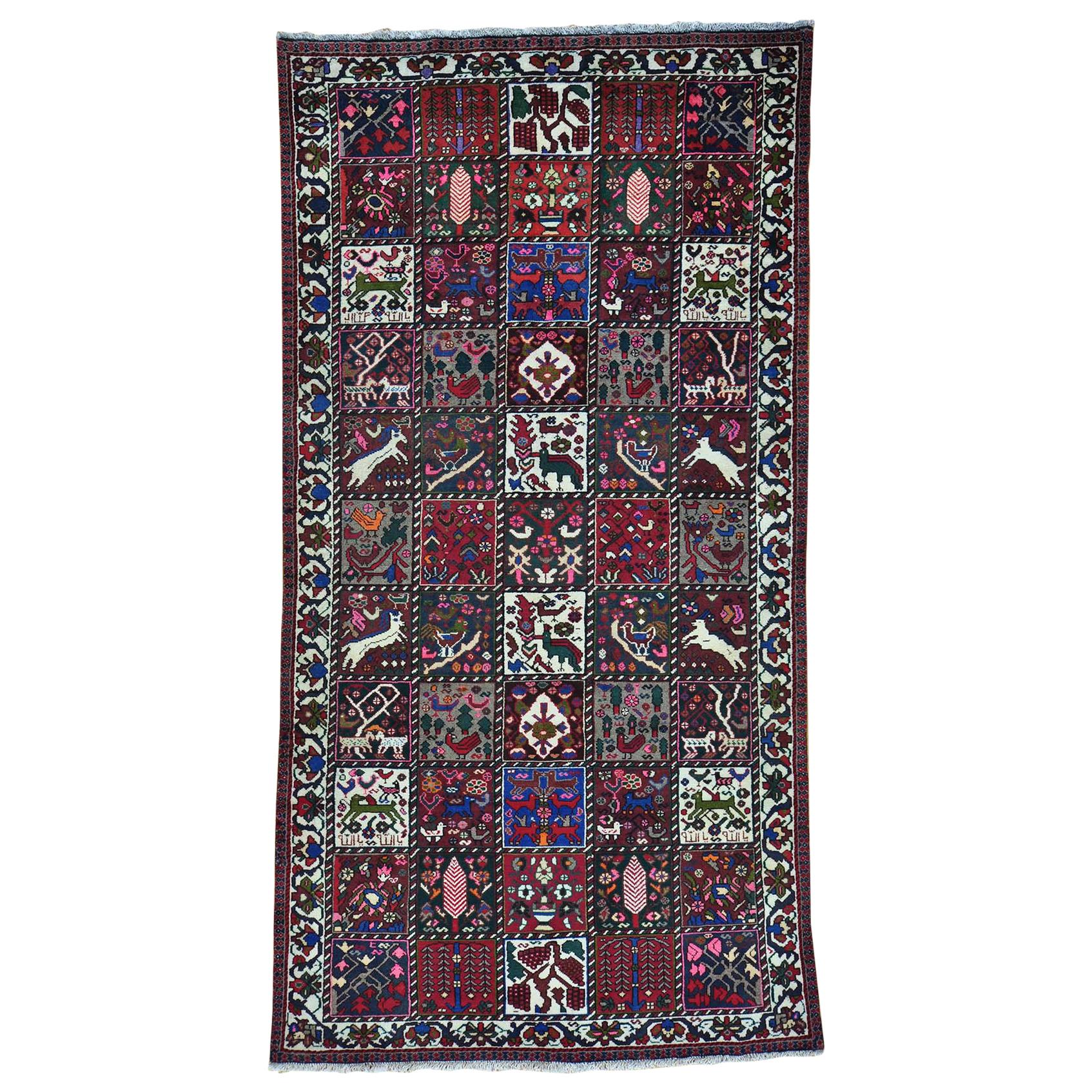 Persian Bakhtiari Garden Design Wide Runner Hand Knotted Rug at 1stDibs