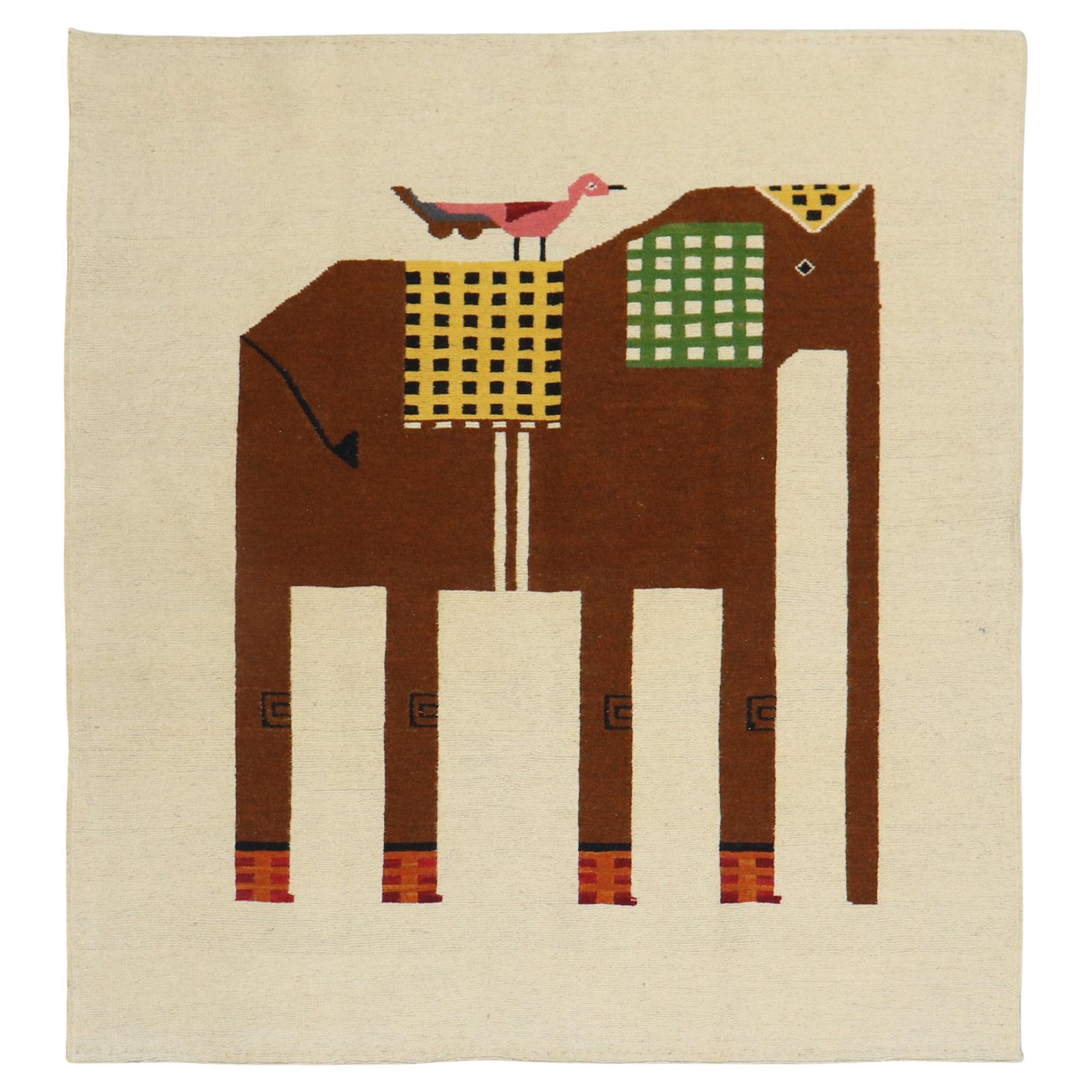 Hey Dude Pictorial Persian Kilim Wall Hanging For Sale at 1stDibs