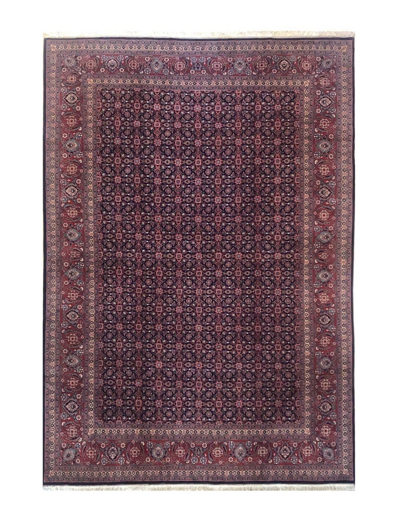 Persian Hand Knotted All-Over Herati Red Tabriz Runner Rug For Sale at ...