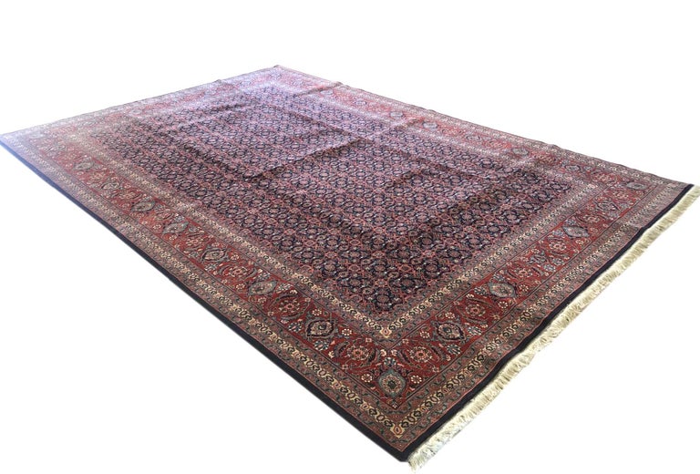 Persian Hand Knotted All-Over Herati Red Tabriz Runner Rug For Sale at ...