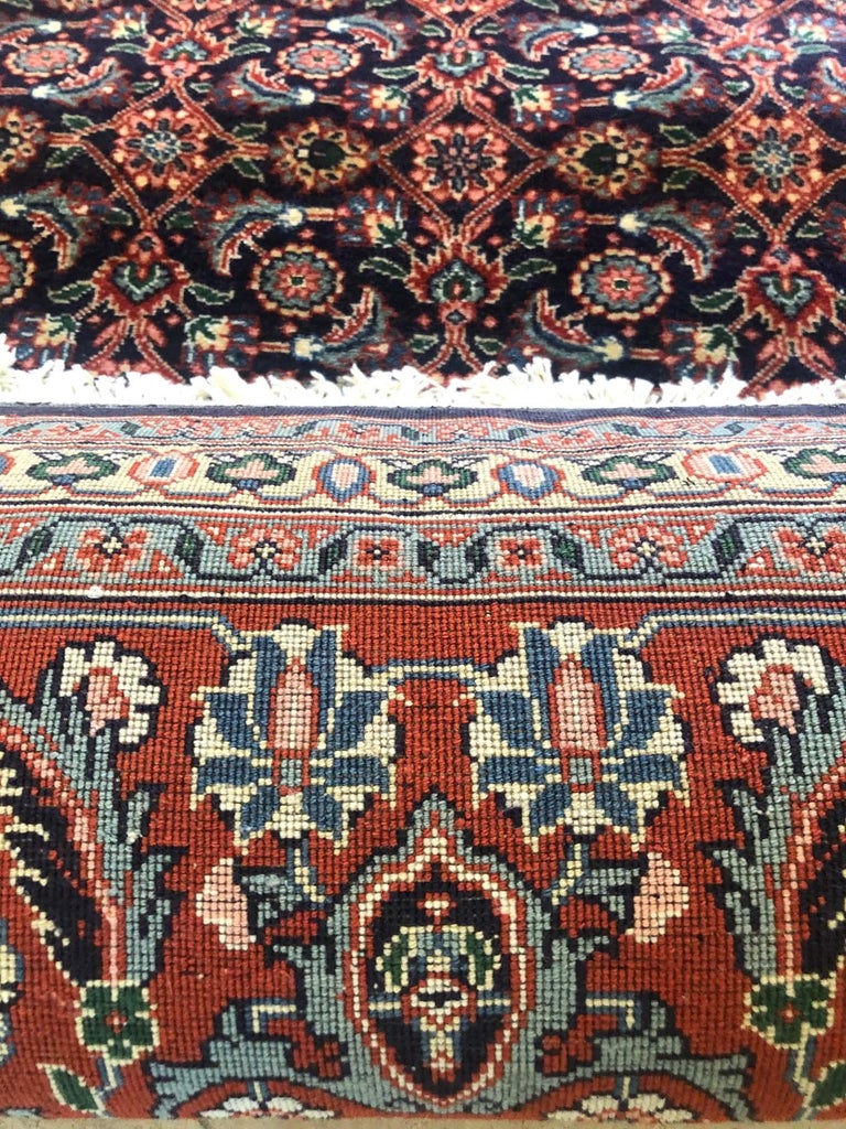 Persian Hand Knotted All-Over Herati Red Tabriz Runner Rug For Sale at ...