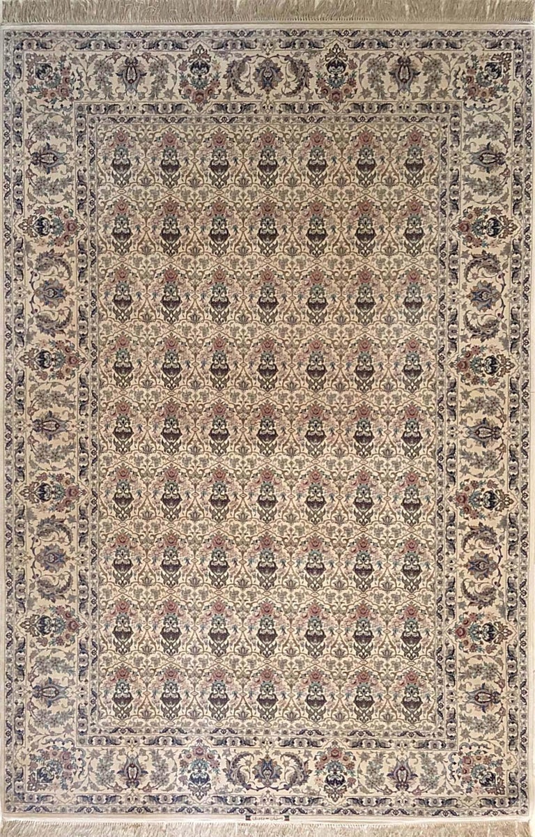 Persian Hand Knotted All-Over Floral Silk Isfahan Rug 18 Kheft For Sale ...