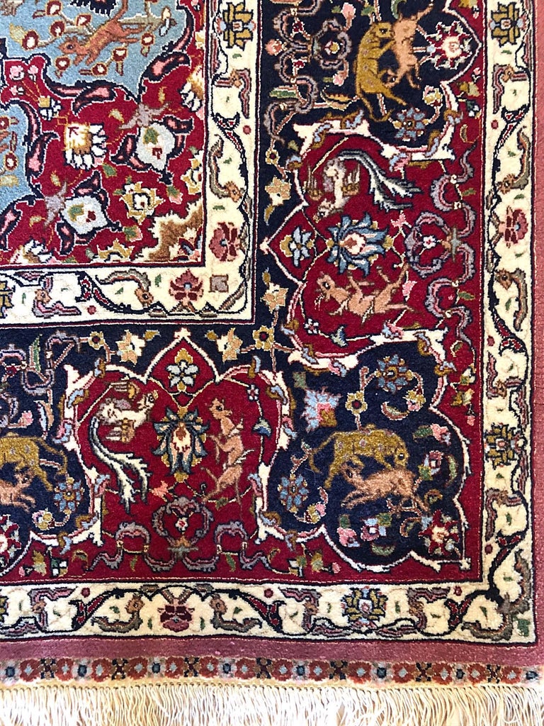 Persian Hand Knotted Floral Medallion Animal Motif Tabriz Rug 60 Raj ...