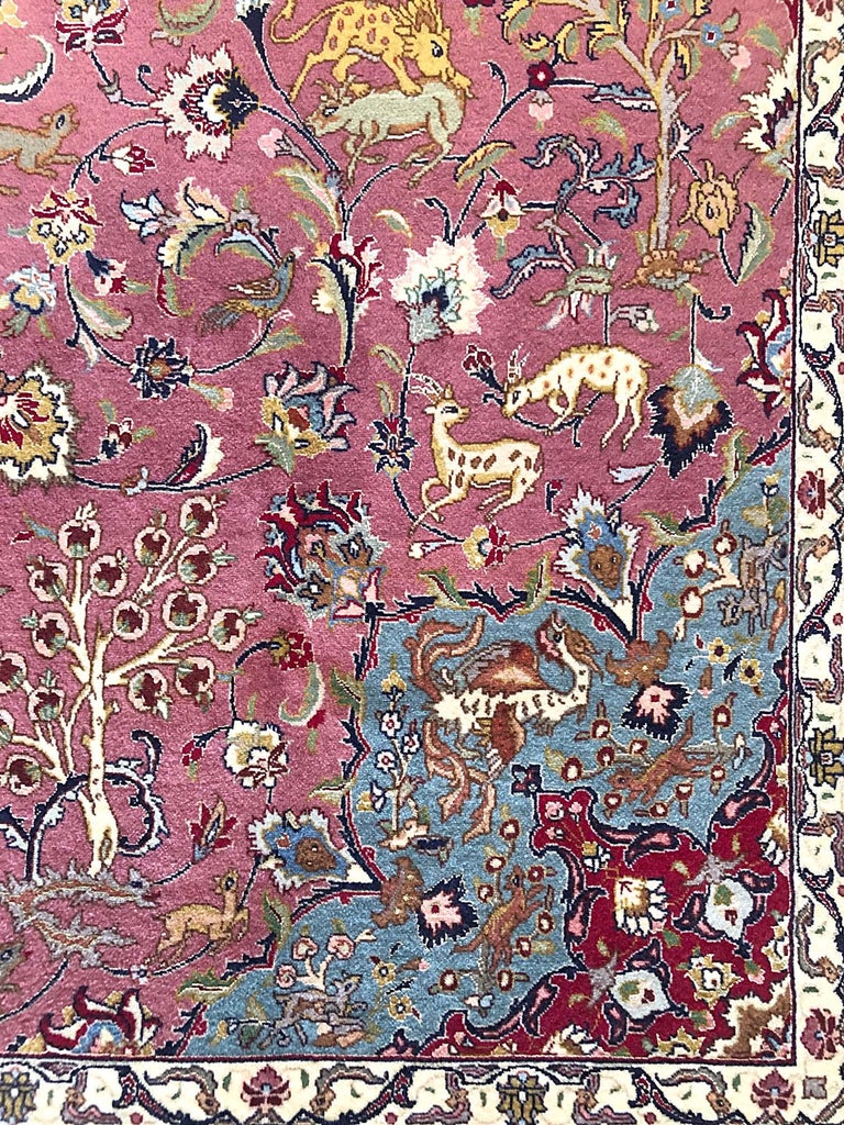 Persian Hand Knotted Floral Medallion Animal Motif Tabriz Rug 60 Raj ...