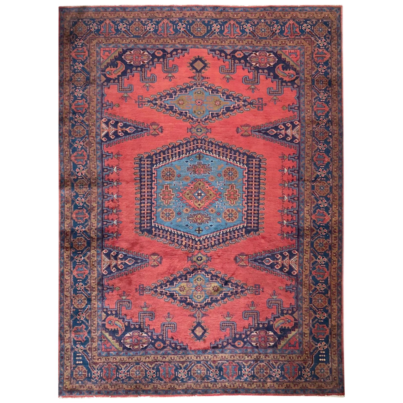 Persian Hand-Knotted Geometric Medallion Viss Rug at 1stDibs